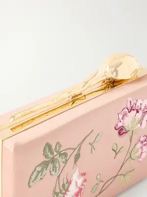 Erdem Bloom Embroidered Satin Clutch