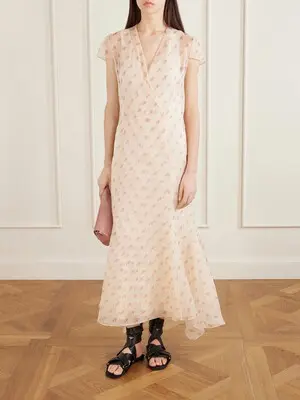 Khaite Meera Floral-print Silk-organza Midi Dress - Pink