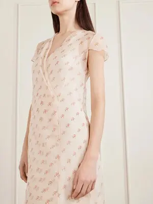 Khaite Meera Floral-print Silk-organza Midi Dress - Pink