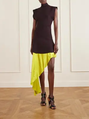 Alaïa Asymmetric Satin Midi Skirt - Green