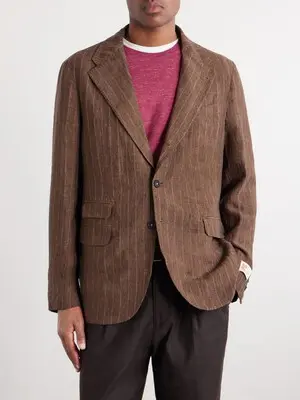 Massimo Alba Pinstriped Linen Blazer