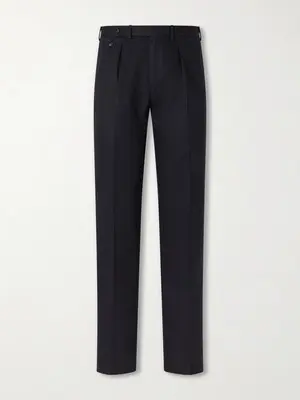 J. MUESER Waverly Straight-leg Cotton And Linen-blend Twill Suit Trousers - Black