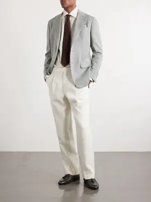 Thom Sweeney Wool, Silk And Linen-blend Blazer - Green