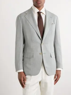 Thom Sweeney Wool, Silk And Linen-blend Blazer - Green