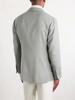 Thom Sweeney Wool, Silk And Linen-blend Blazer - Green