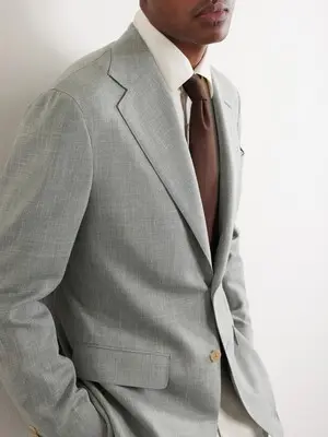 Thom Sweeney Wool, Silk And Linen-blend Blazer - Green