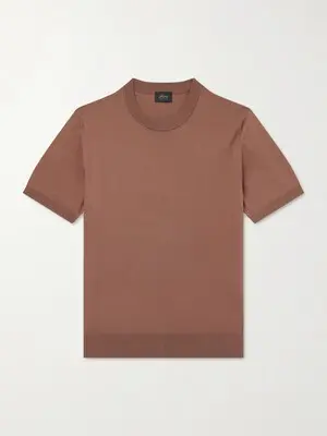 Brioni Knitted Cotton T-shirt - Brown