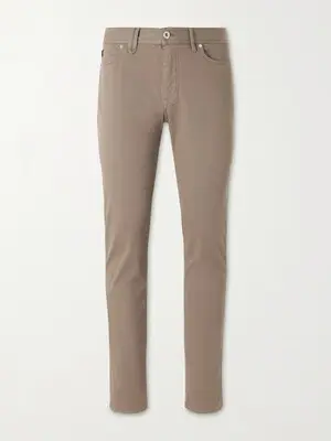 Brioni Straight-leg Cotton-blend Trousers - Neutrals