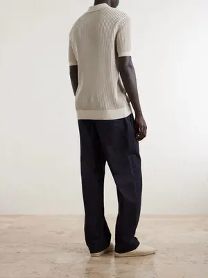 Frescobol Carioca Vidal Ribbed Cotton And Linen-blend Polo Shirt - Neutrals