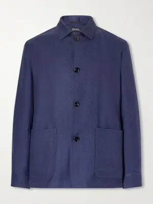 Zegna Wool And Linen-blend Chore Jacket - Blue