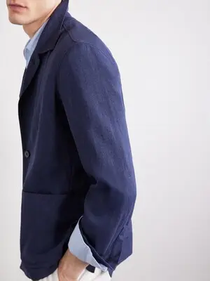Zegna Wool And Linen-blend Chore Jacket - Blue