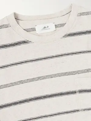 Mr P. Striped Cotton-jersey T-shirt - Neutrals