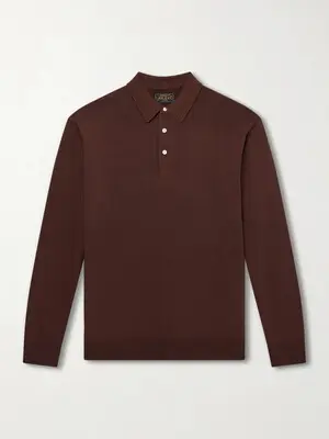 BEAMS Knitted Polo Shirt - Brown