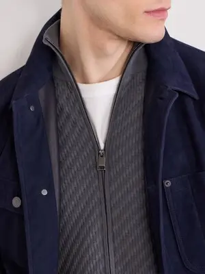 Brioni Woven Cotton, Silk, And Cashmere-blend Zip-up Cardigan