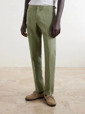 Orlebar Brown Griffon Tapered Linen Trousers - Green