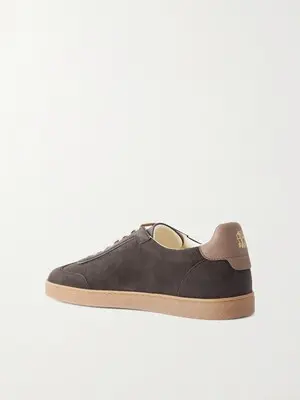 Brunello Cucinelli Coda Di Rondine Suede Lace Up Sneakers - Gray