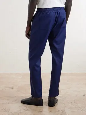 Frescobol Carioca Straight-leg Cotton-blend Suit Trousers - Blue