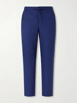 Frescobol Carioca Straight-leg Cotton-blend Suit Trousers - Blue