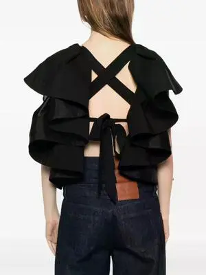 Viktor & Rolf Ruffled Short Sleeve Blouse - Black