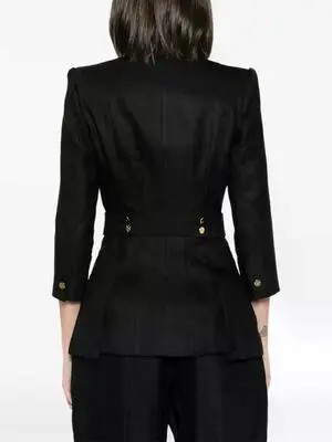 Elisabetta Franchi Single-breasted Jacket With Gold-tone Metal Trims