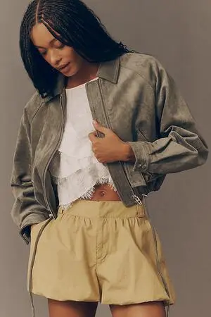 Blanknyc Faux Suede Cropped Jacket - Sage