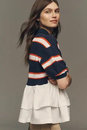 Maeve Striped Peplum Top - Eclipse Combo