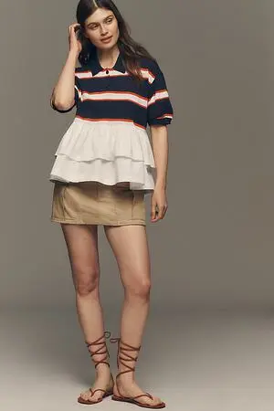 Maeve Striped Peplum Top - Eclipse Combo