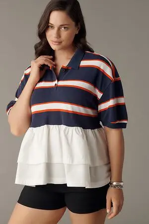Maeve Striped Peplum Top - Eclipse Combo