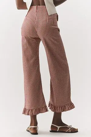 Maeve Colette Ruffle-hem Crop Wide-leg Pants