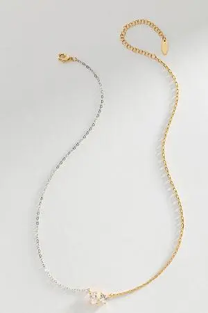 Anthropologie Crystal Pendant Chain Necklace - Clear