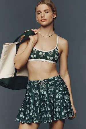 The Upside Racquet Pleated Mini Skirt - Green Pattern