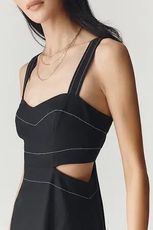 Anthropologie Linen-blend Cutout Midi Dress