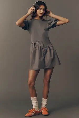 English Factory Puff-sleeve Mini Swing Dress