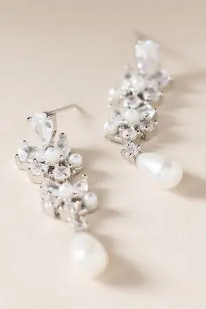 VIESTE ROSA Crystal And Pearl Drop Earrings - Silver