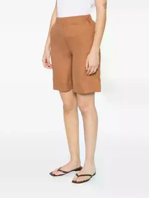 GRAN SASSO Elasticated-waistband Linen Shorts - Brown