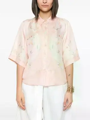 FORTE_FORTE Floral-print Silk Shirt - Pink