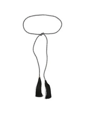 FORTE_FORTE Crystal-embellished Braided Belt - Black