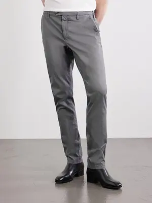 Canali Slim-fit Stretch Cotton-blend Gabardine Trousers