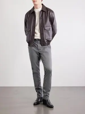 Canali Slim-fit Stretch Cotton-blend Gabardine Trousers - Gray