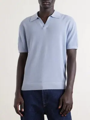 Frescobol Carioca Rino Knitted Cotton Polo Shirt - Blue