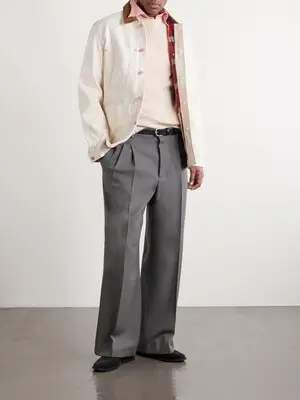 DRAKE'S Corduroy-trimmed Denim Chore Jacket - Neutrals