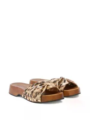 GANNI Twisted-detail Leopard-print Sandals