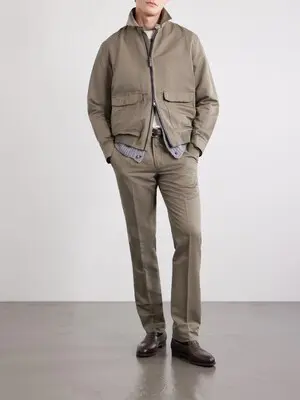 Brioni Linen And Cotton-blend Bomber Jacket - Neutrals