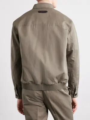 Brioni Linen And Cotton-blend Bomber Jacket - Neutrals