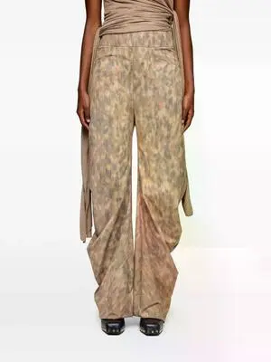 GANNI Leopard Print Flared Trousers - Neutrals