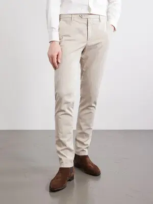 Canali Slim-fit Stretch Cotton-blend Gabardine Trousers - Neutrals