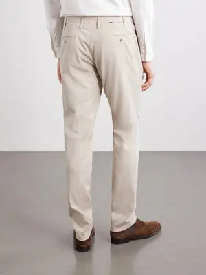 Canali Slim-fit Stretch Cotton-blend Gabardine Trousers - Neutrals