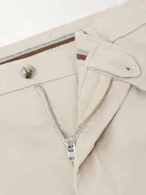 Canali Slim-fit Stretch Cotton-blend Gabardine Trousers - Neutrals