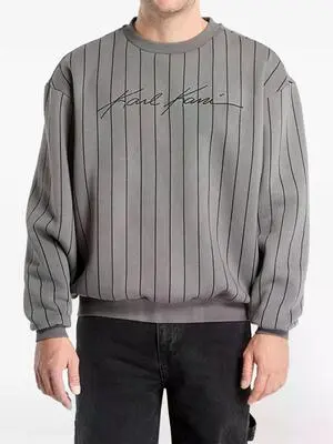 KARL KANI Autograph Pinstripe Embroidered-logo Sweatshirt