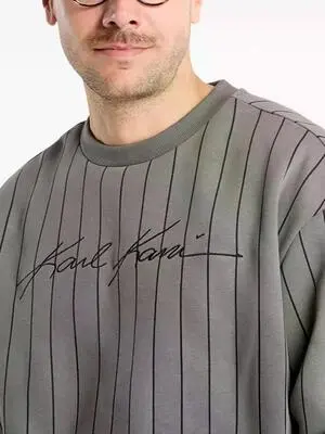 KARL KANI Autograph Pinstripe Embroidered-logo Sweatshirt
